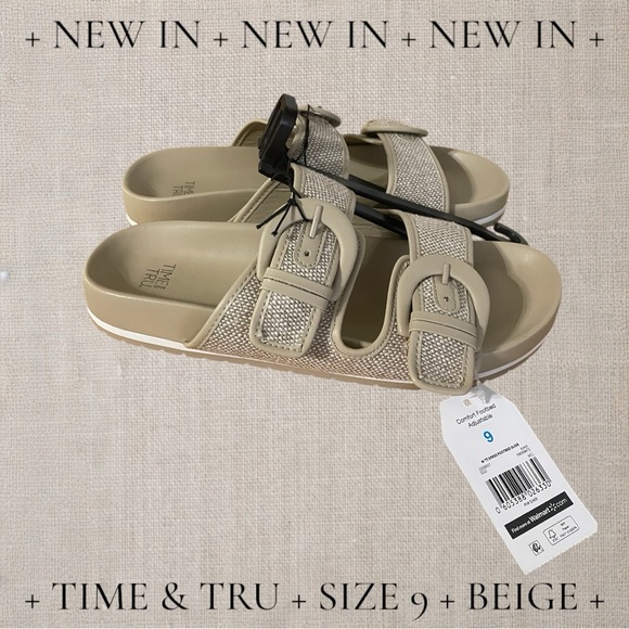 Time and Tru | Shoes | Time Tru Beige Slide Sandals | Poshmark